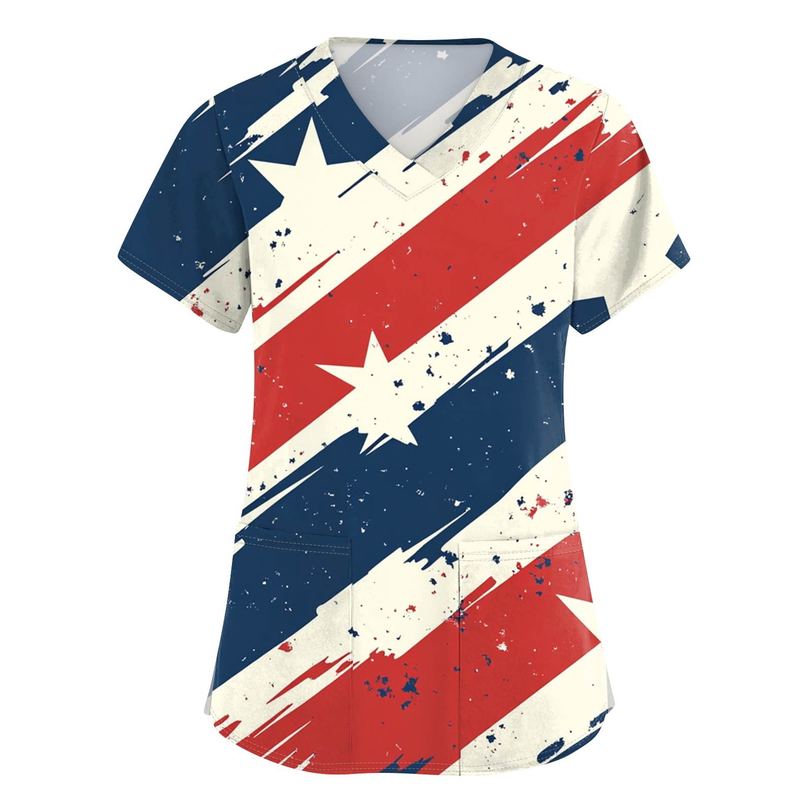 MGCWSH Independence Day Scrubs for Women Memorial Day Theme V-Neck ...