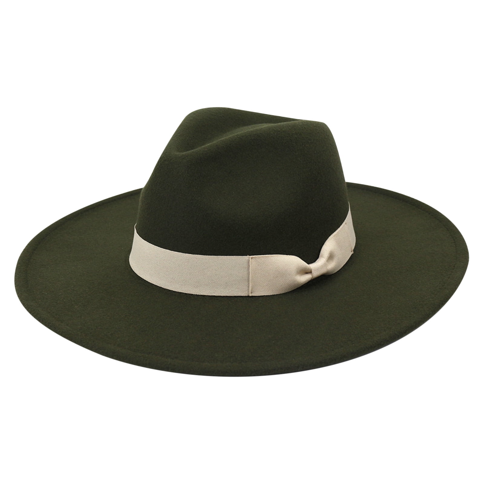 MGCWSH Men & Women Classic Wide Brim Floppy Panama Hat Felt Fedora Hat ...