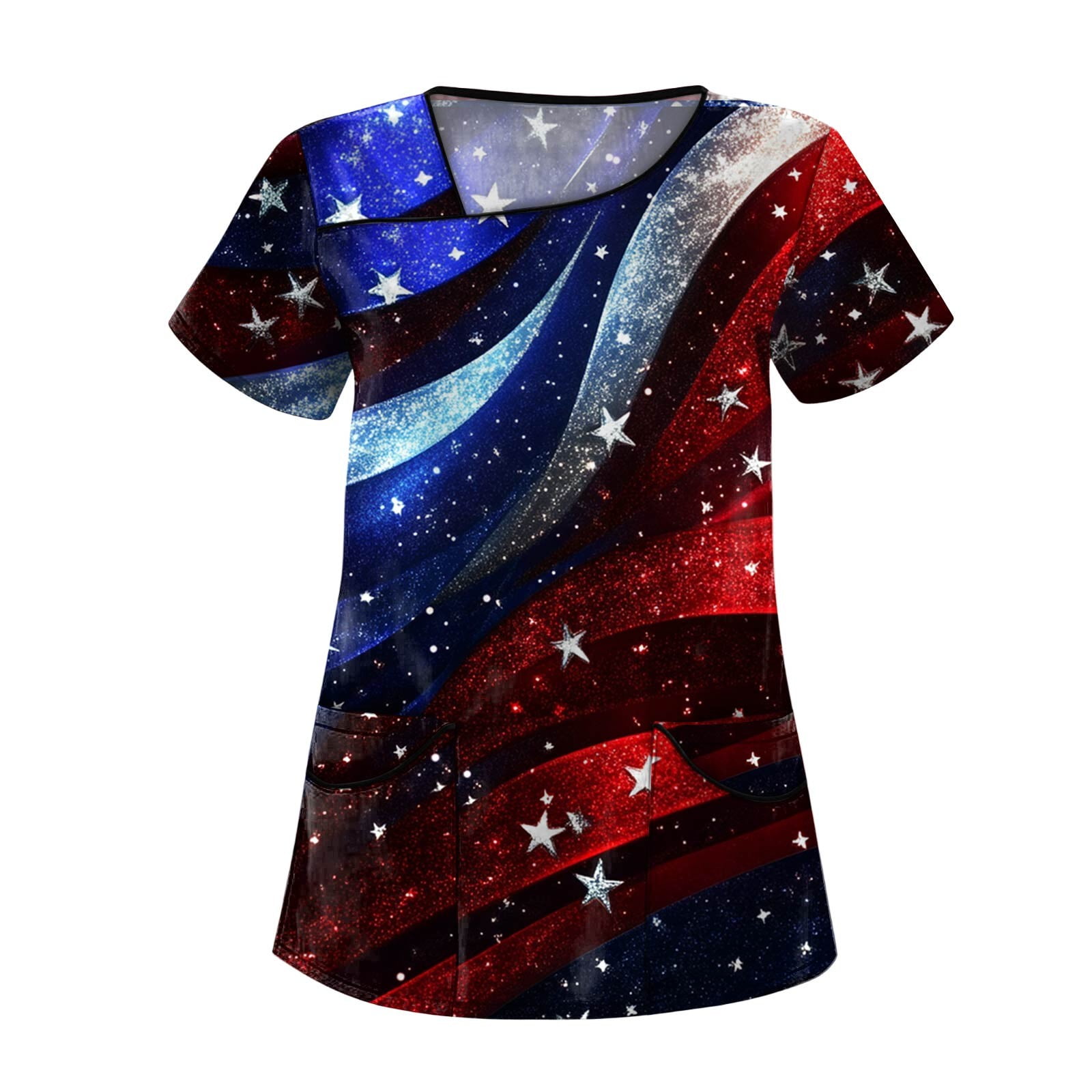 MGCWSH Sunflower Scrubs T-Shirt for Women Memorial Day Theme Oblique ...
