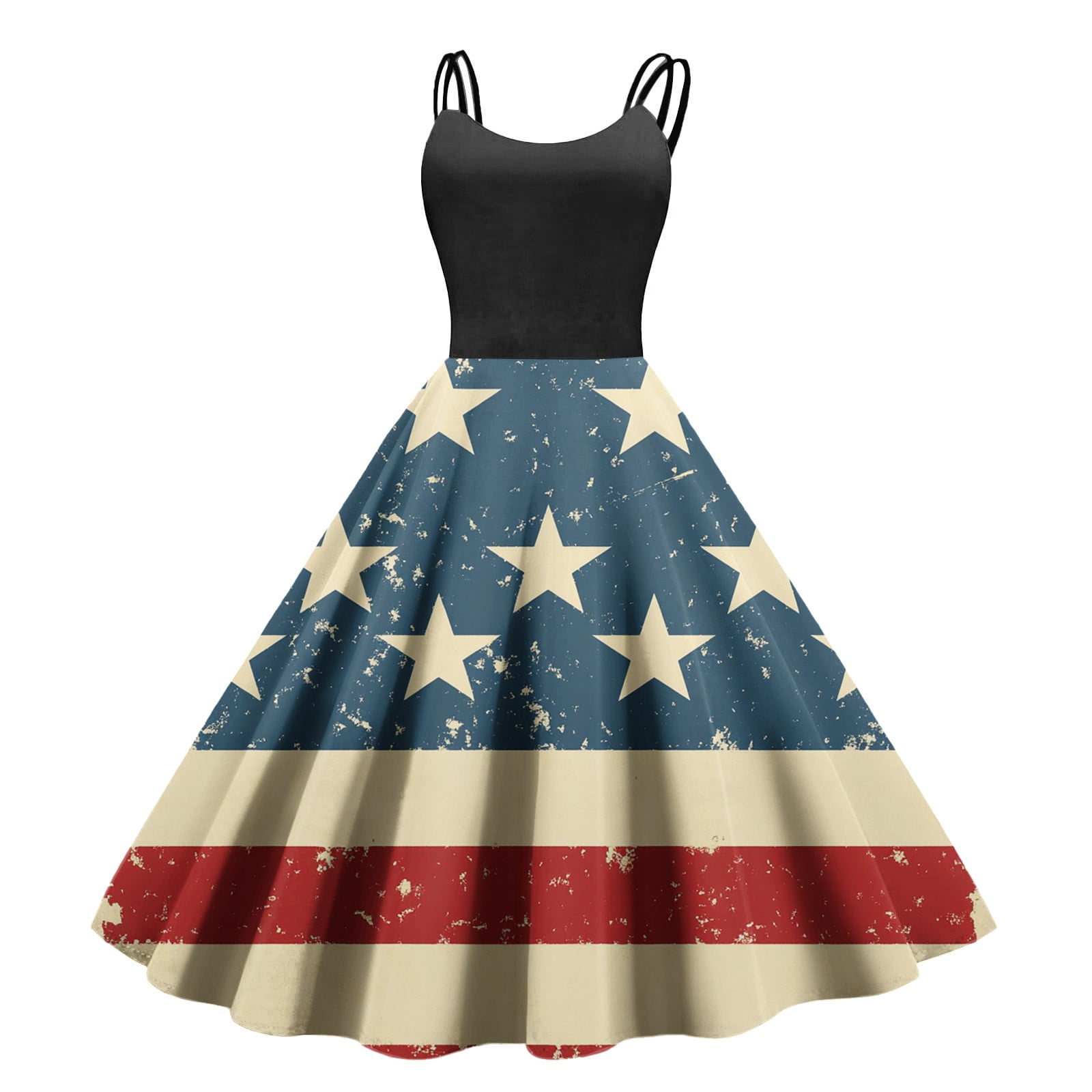 MGCWSH Women Usa Themed Cocktail Dresses Graphic Spaghetti Strap Slim ...
