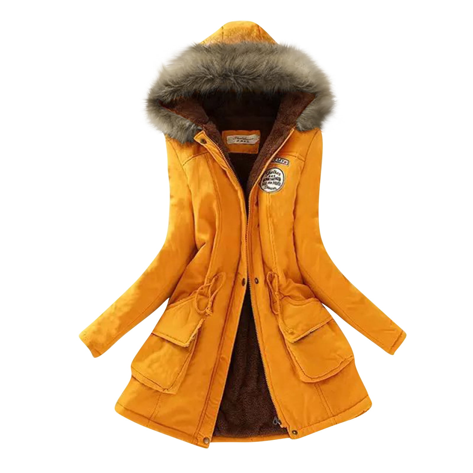 MGCWSH Womens Hooded Parka Jacket Thicken Fleece Outwear Lined Down ...