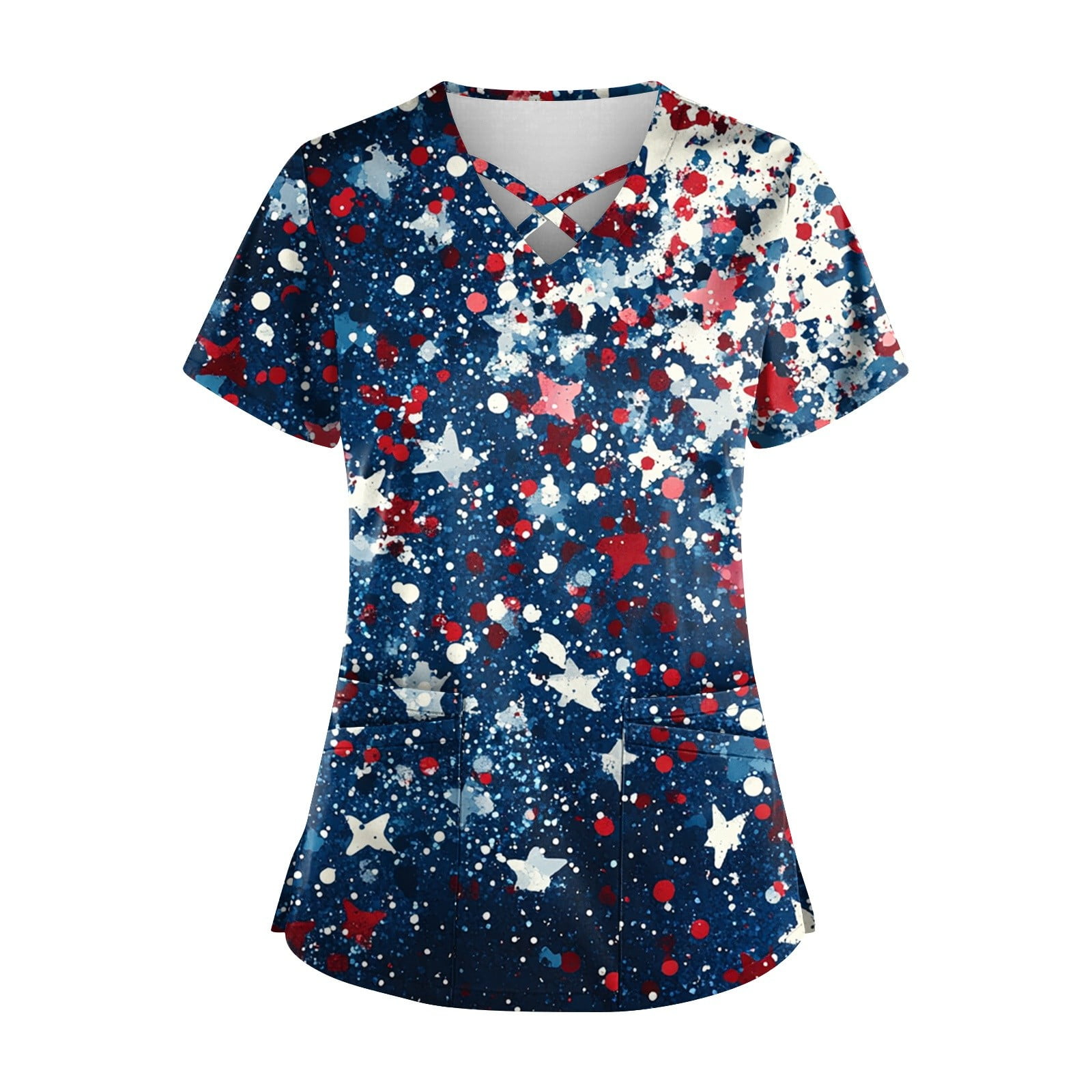 MGCWSH Working Uniform Scrubs Shirts for Women Stars and Stripes ...