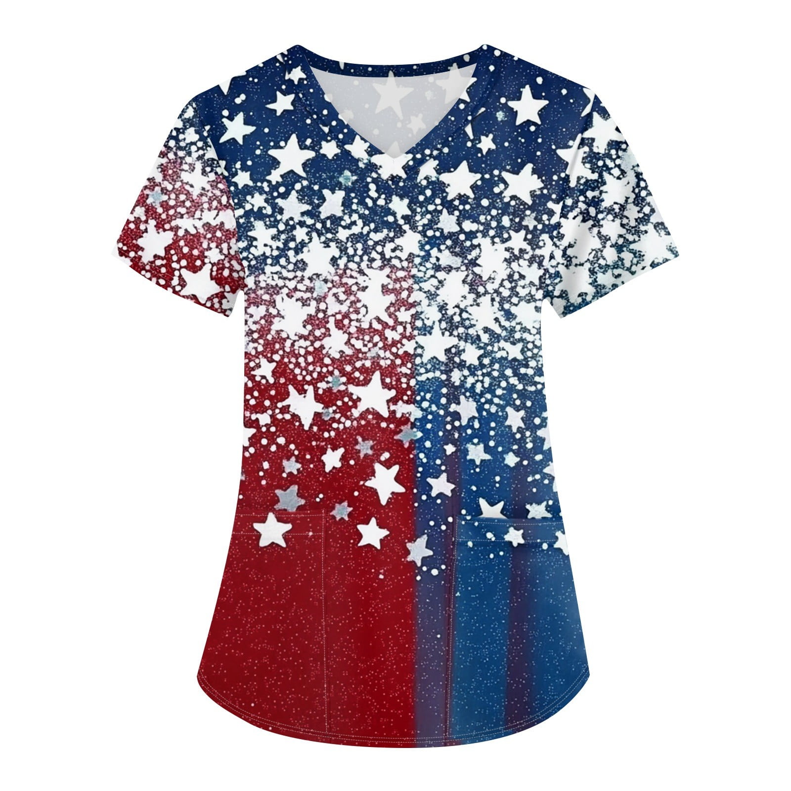 MGCWSH Working Uniform Scrubs Shirts for Women Usa Flag Print V Neck ...