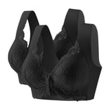 MGDXOX 2PC Front Hook Lace Bra Wide Comfort Straps Wireless Full ...
