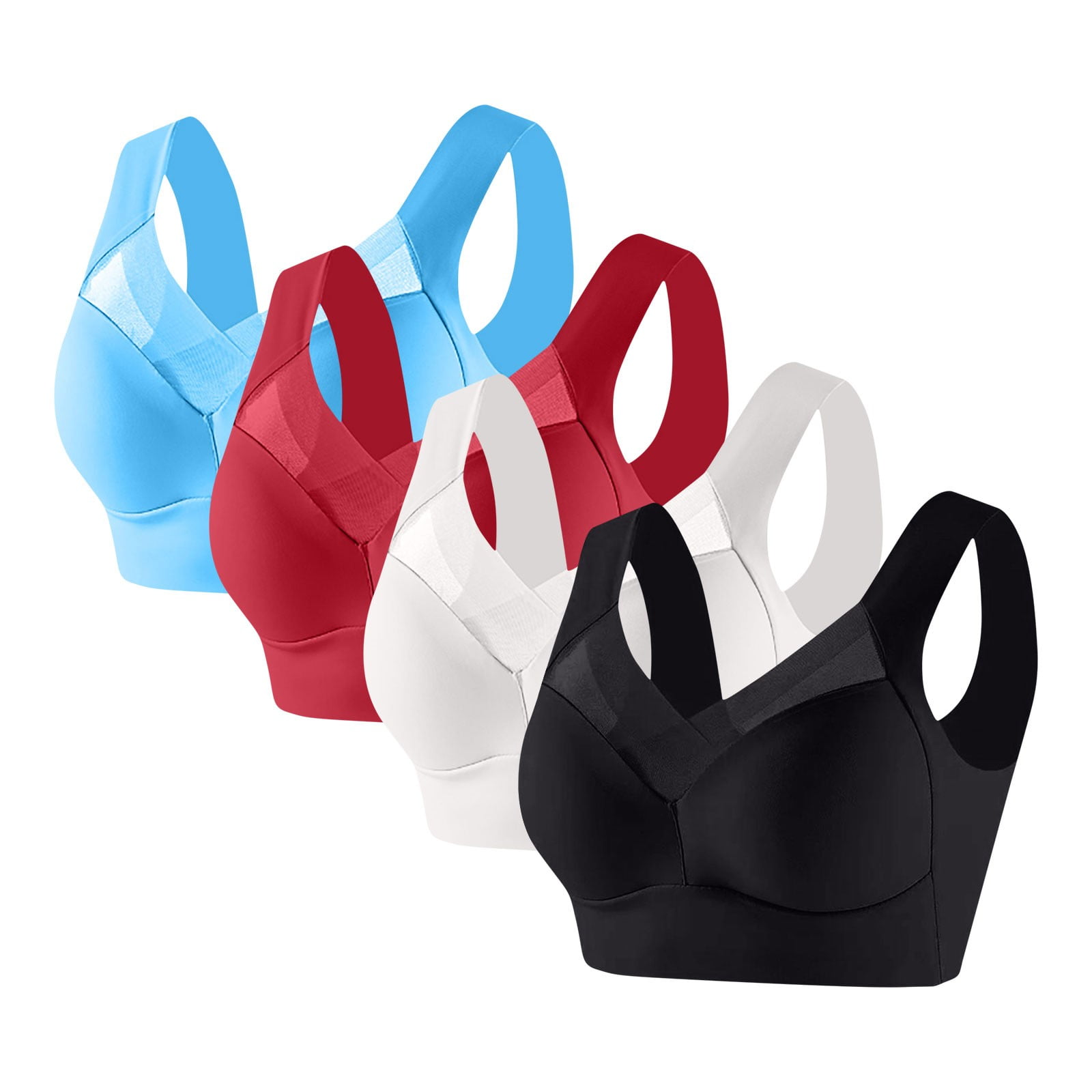 MGDXOX 4Pcs Women's Medium Wide Adjustable Strap Color-block Splicing V ...