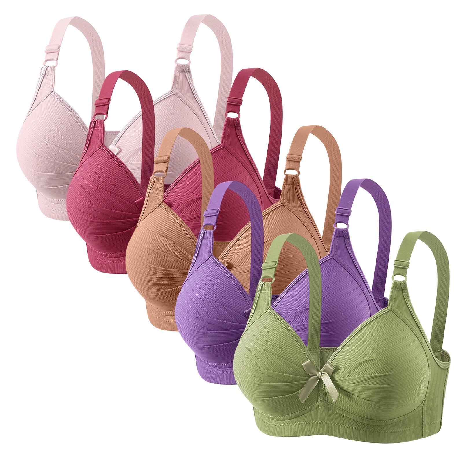 MGDXOX 5 Pack Bras for Women No Underwire Comfortable Push Up Wireless ...