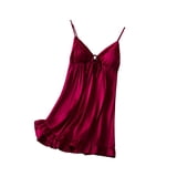 MGDXOX Women's Satin Lace Trim Slip Nightgown Spaghetti Strap V Neck ...