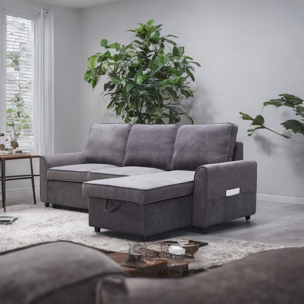 MGEA Modern modular L-shaped sofa bed with chaise longue reversible ...