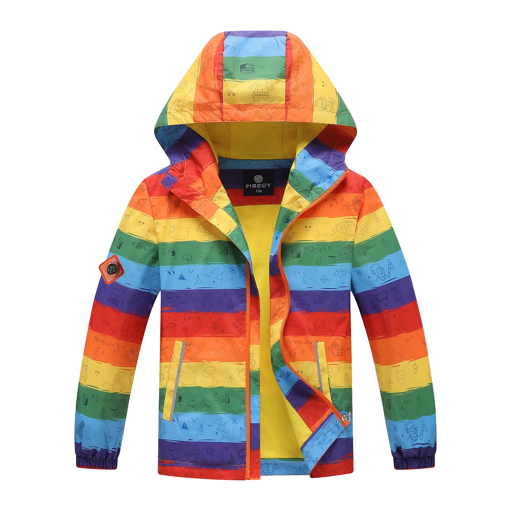 MGEOY Boys Girls Rain Jackets Lightweight Waterproof Hooded Cotton ...