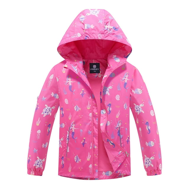 MGEOY Boys Girls Rain Jackets Lightweight Waterproof Hooded Cotton Raincoats Windbreakers for ...