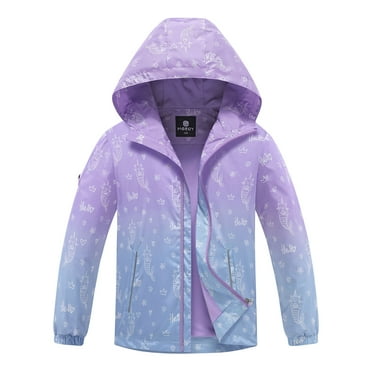 dazeni Girls Rain Jacket Kids Lightweight Full Zip Up Hooded Jackets ...