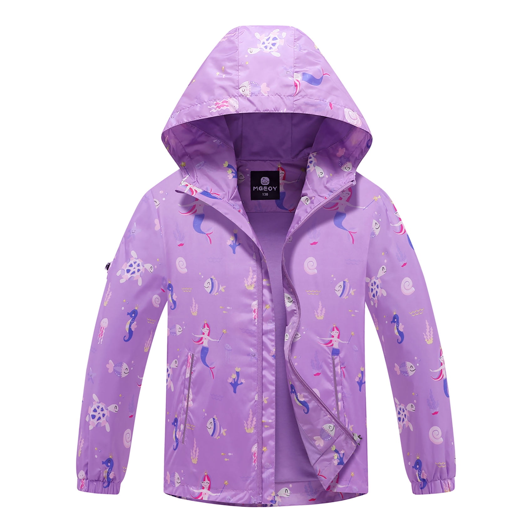 MGEOY Boys Girls Rain Jackets Lightweight Waterproof Hooded Cotton Raincoats Windbreakers for ...