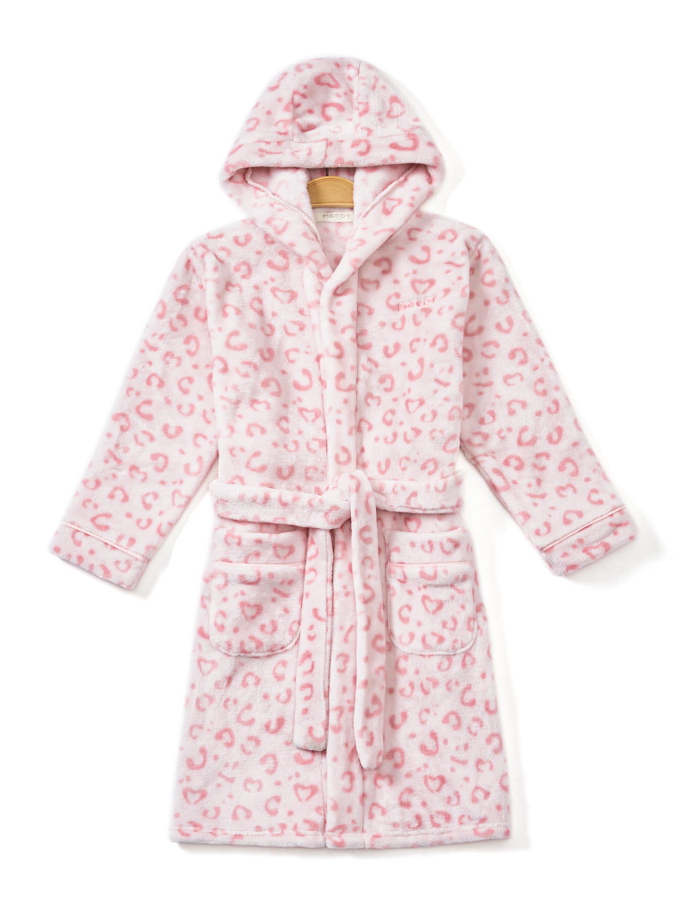 MGEOY Boys Girls Robe Soft Hooded Flannel Bathrobes for Kids With Silk ...