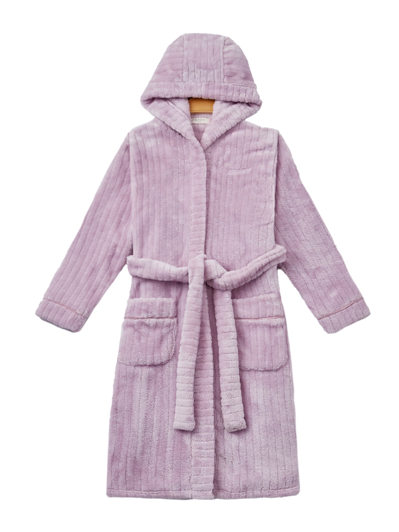 MGEOY Boys Girls Robe Soft Hooded Flannel Bathrobes for Kids With Silk ...