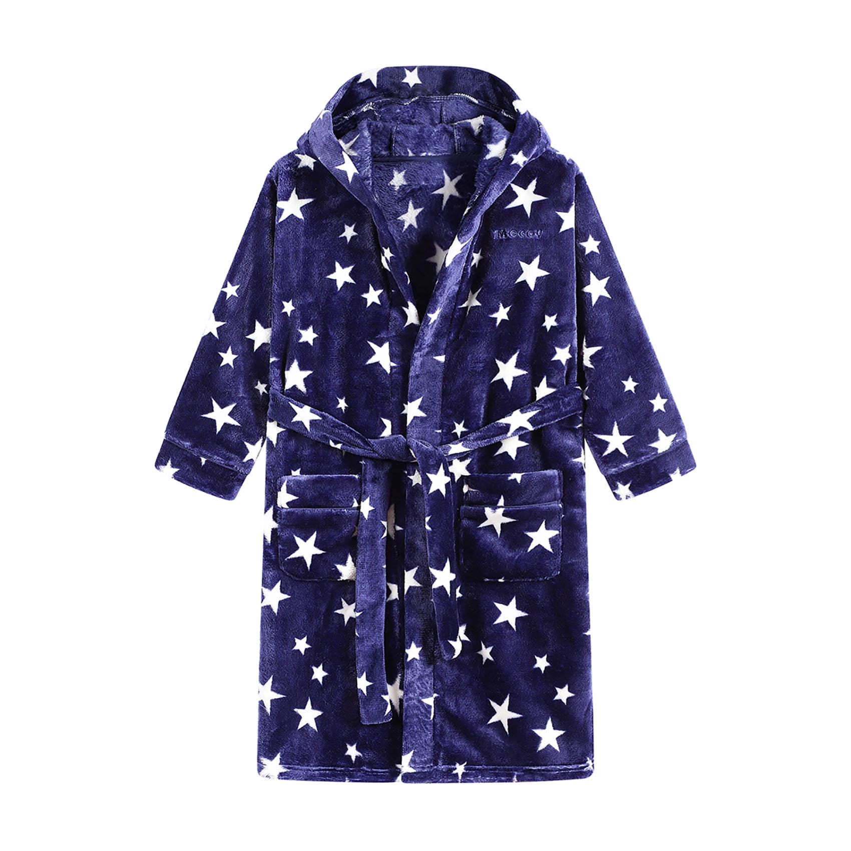 MGEOY Boys Girls Robe Soft Hooded Flannel Bathrobes for Kids With Silk ...