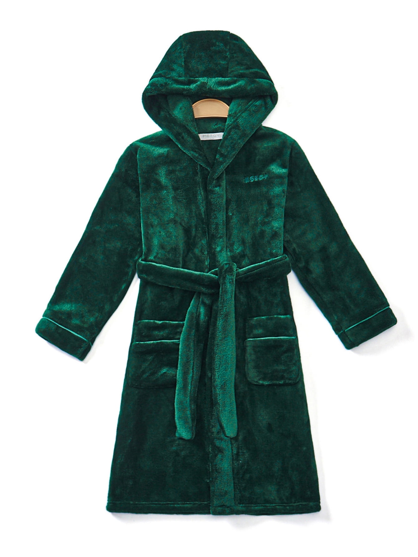MGEOY Boys Girls Robe Soft Hooded Flannel Bathrobes for Kids With Silk ...