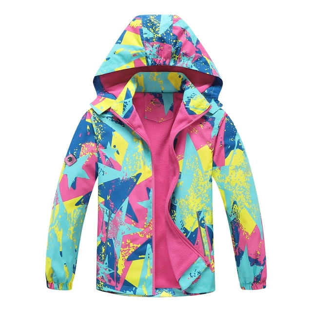 MGEOY Girls Rain Jackets Lightweight Waterproof Hooded Raincoats Windbreakers for Kids，Sizes 4 ...