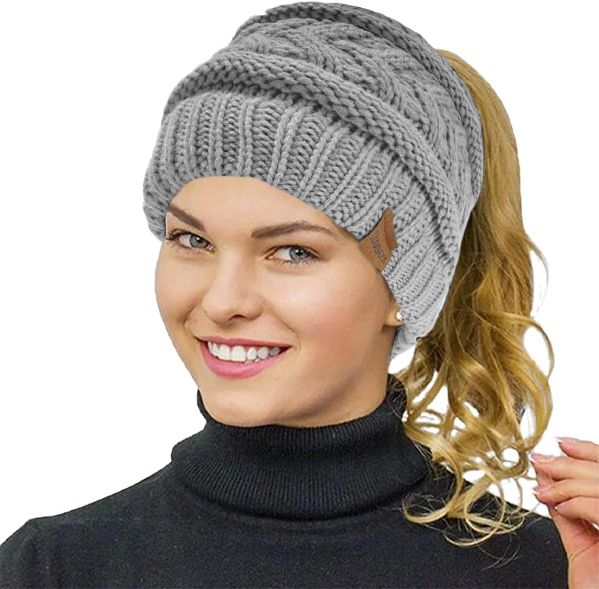 MGEZCOO 1&2 Packs Ponytail Beanie for Women,Winter Warm Beanie Tail ...