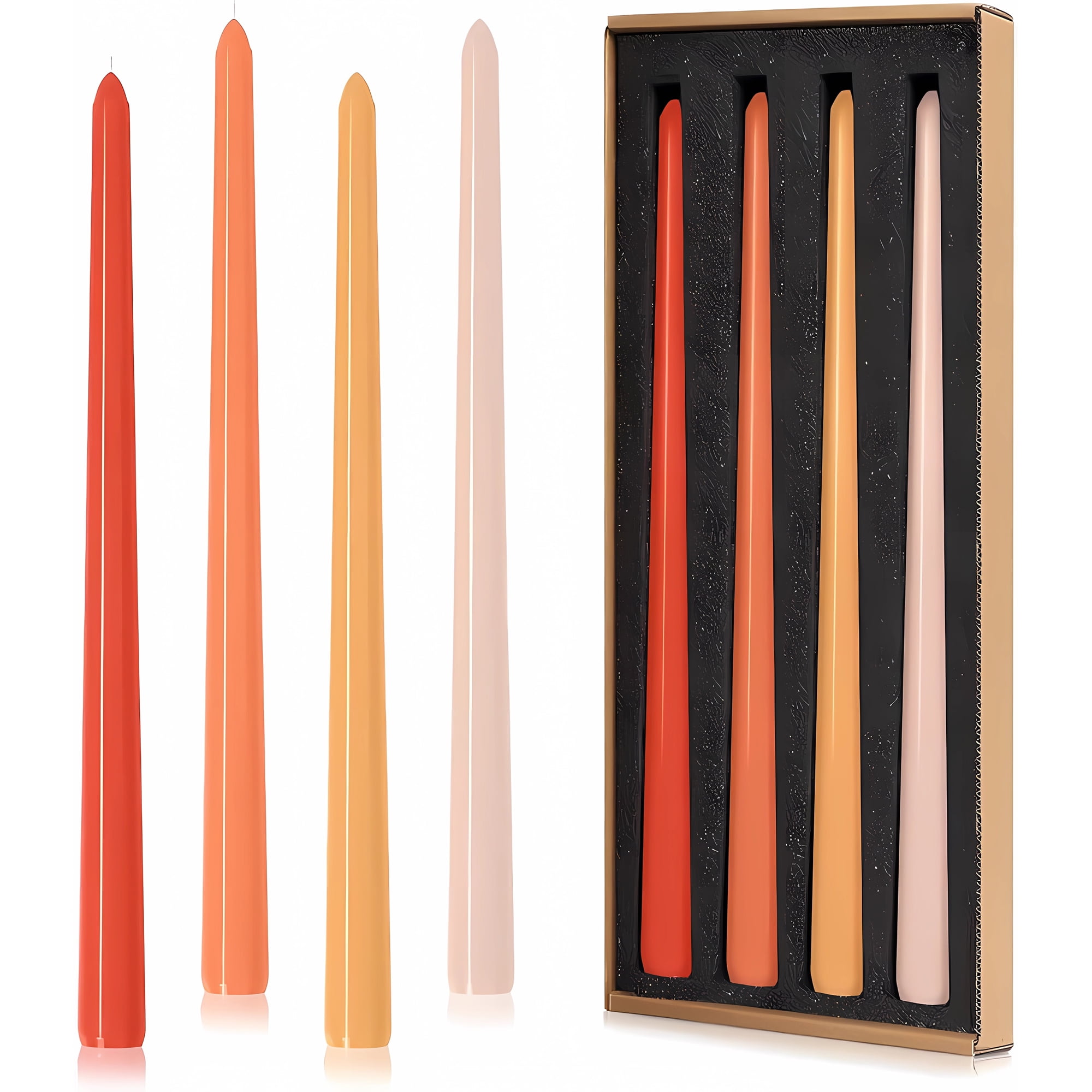 MGEZCOO 12 Inch Gradient Orange Taper Candle Sticks Pack of 4-Unscented ...