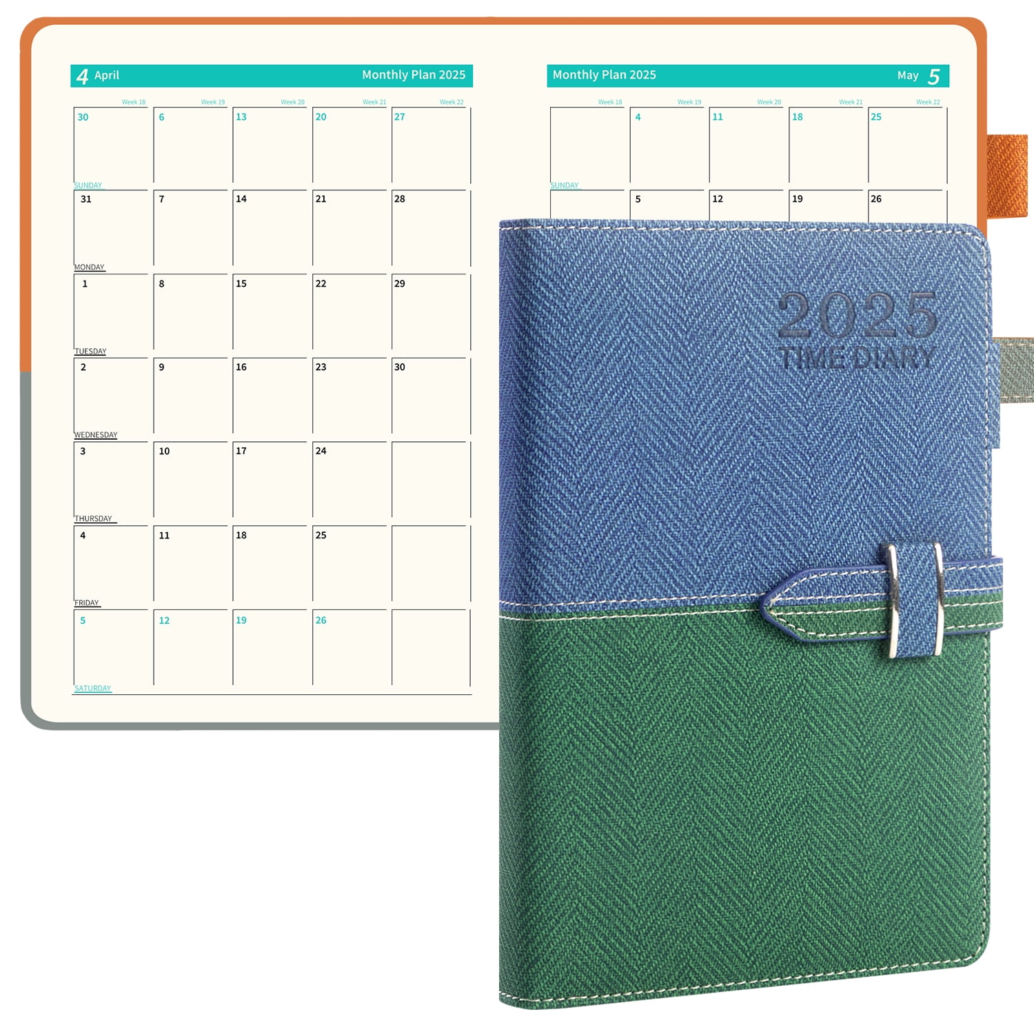 MGEZCOO 2025 Planner - Herringbone Design with Elastic Closure and Pen ...