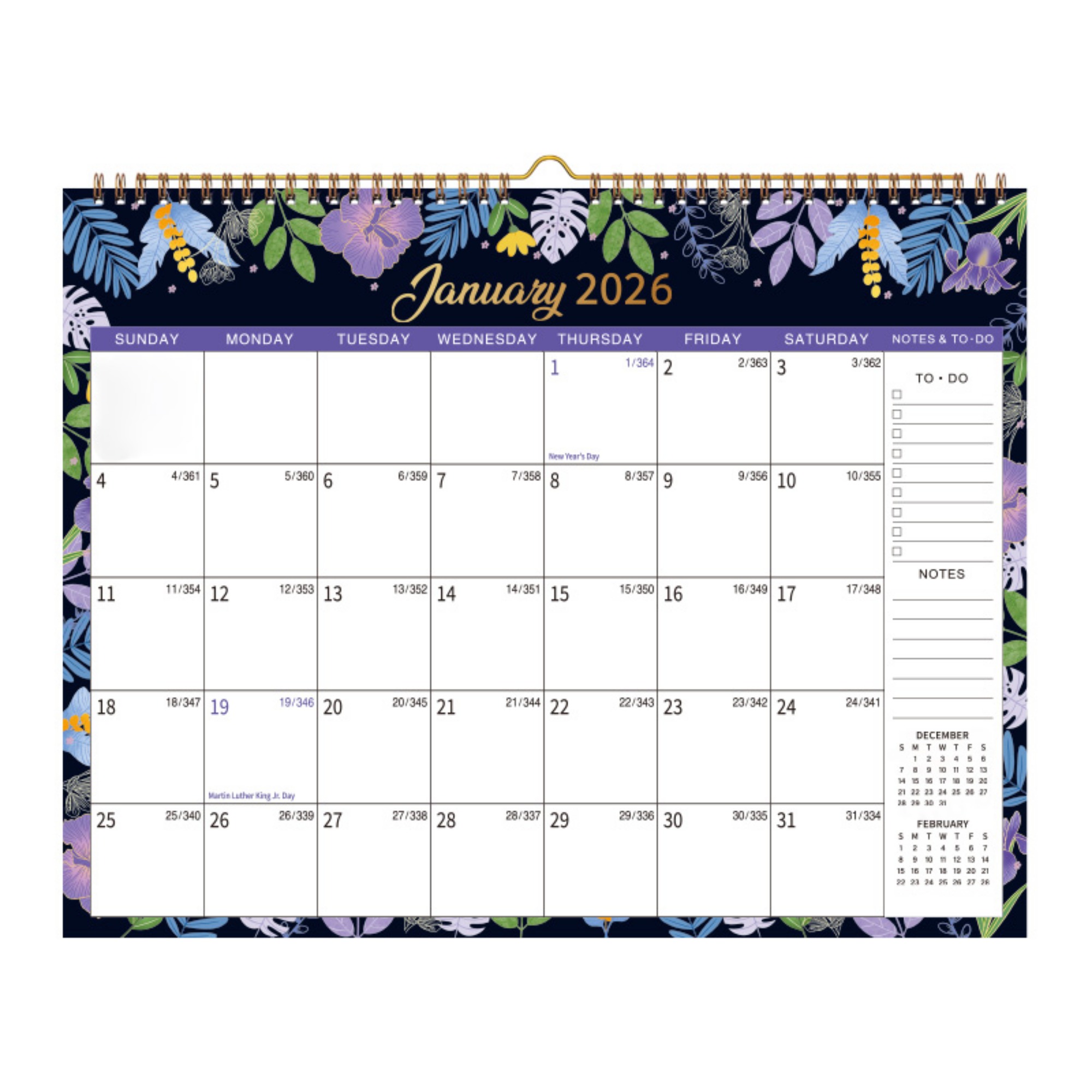 MGEZCOO 2026 Wall Calendar Jan–Dec, Monthly Hanging Planner with Large ...