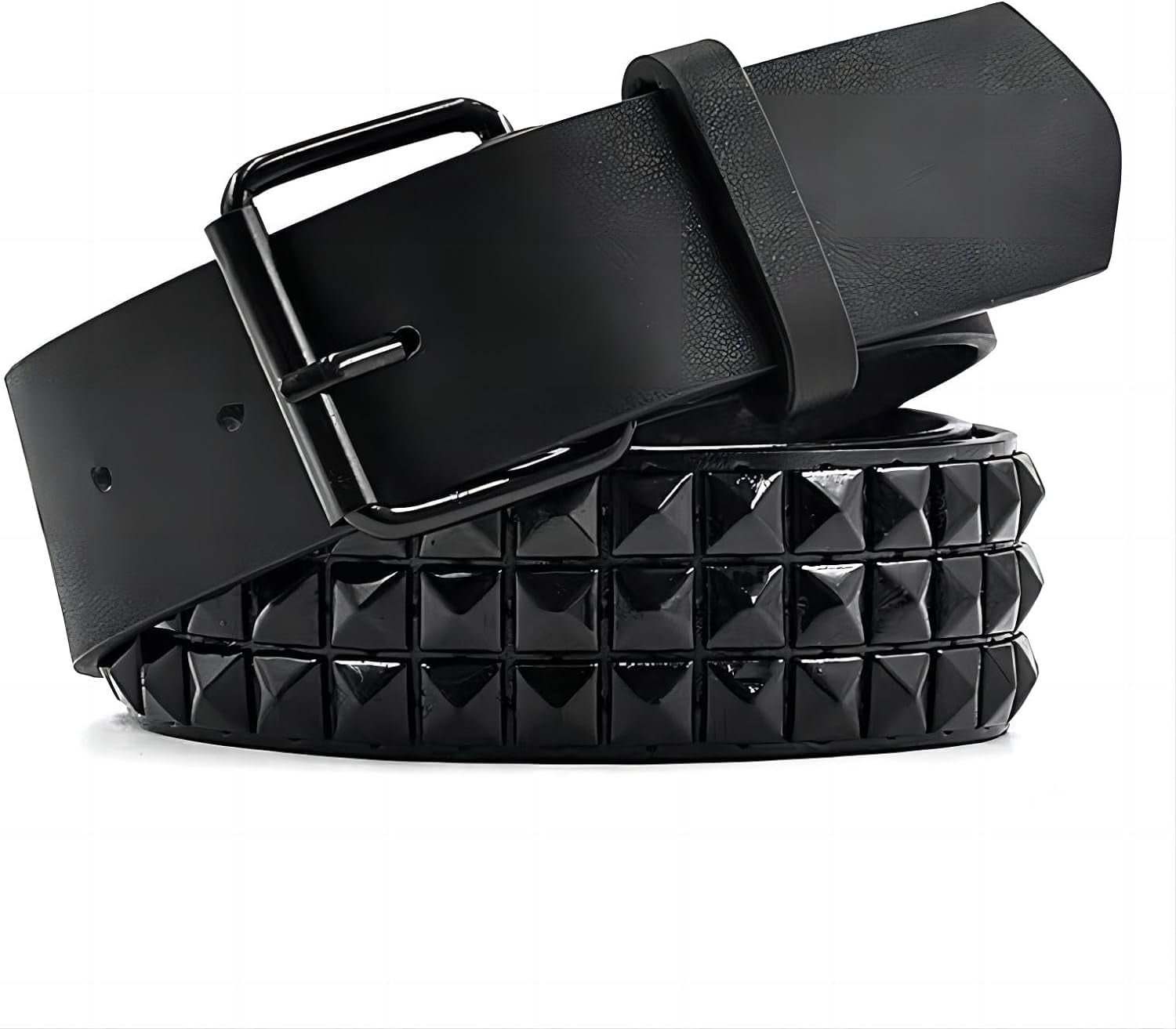 MGEZCOO Black Studded Belt Punk Rock Rivet Belt Grommet Threads Belt ...