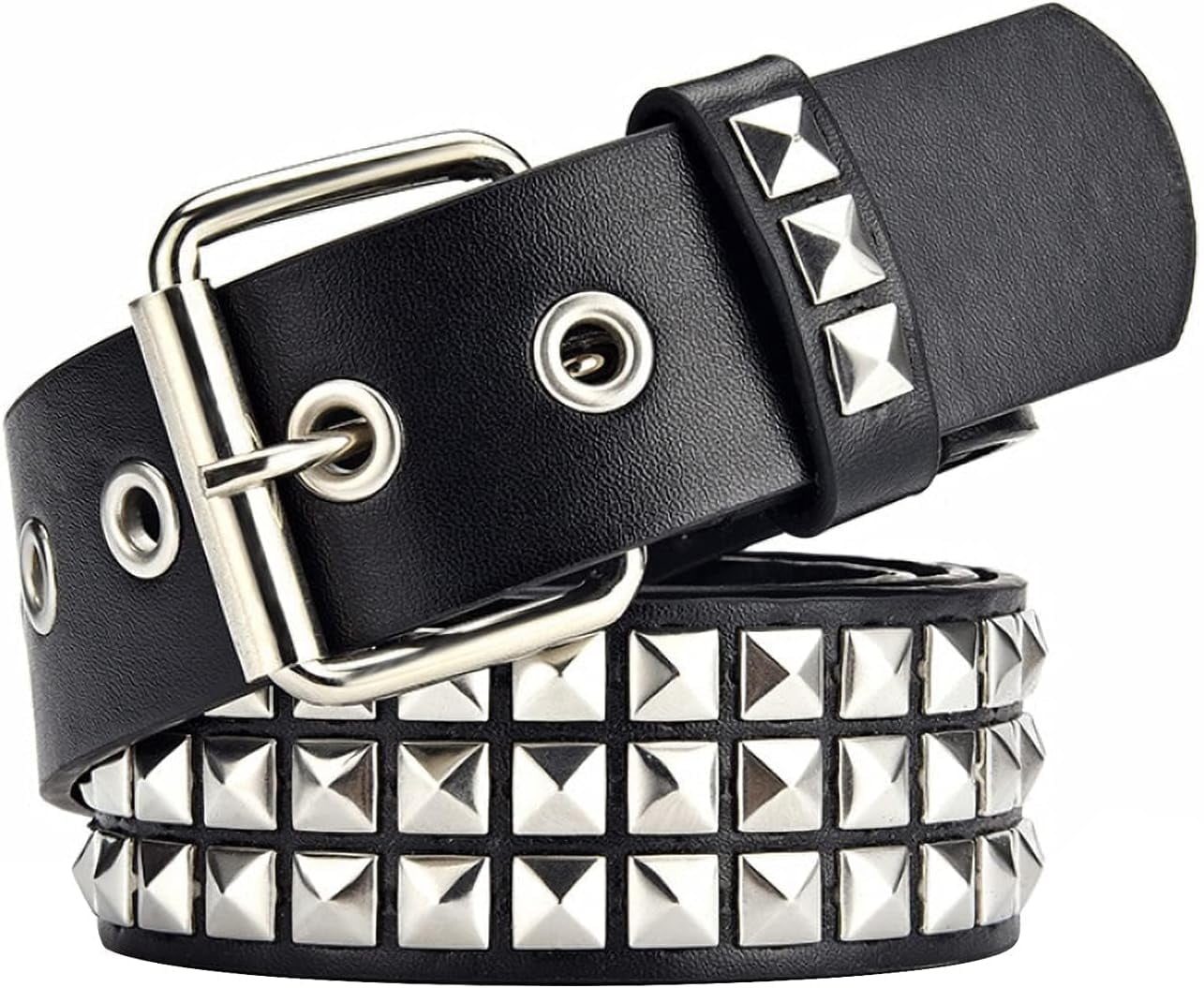 ruichenyangrun Black Studded Belt, Punk Rock Rivet Belt with Grommet ...