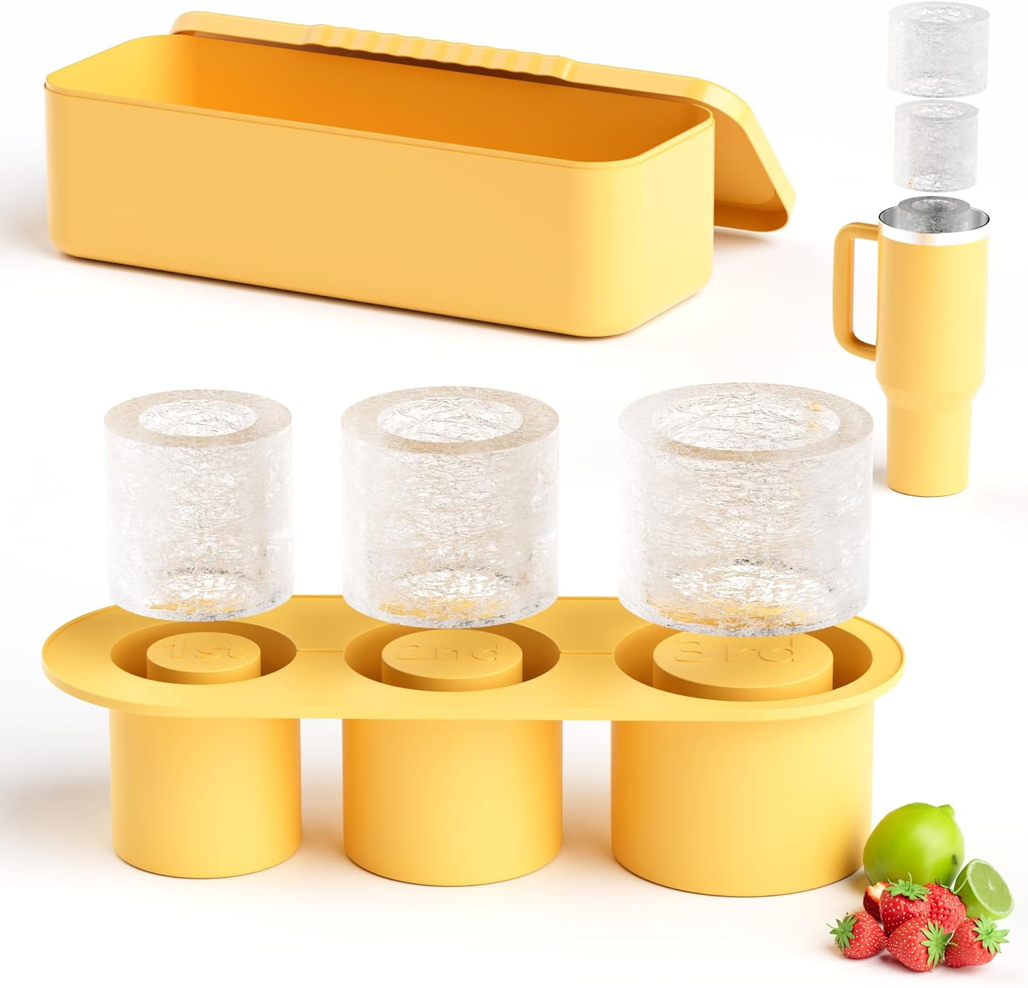 MGEZCOO Ice Cube Tray with Lid, Cylinder Ice Cube Mold for Tumblers ...