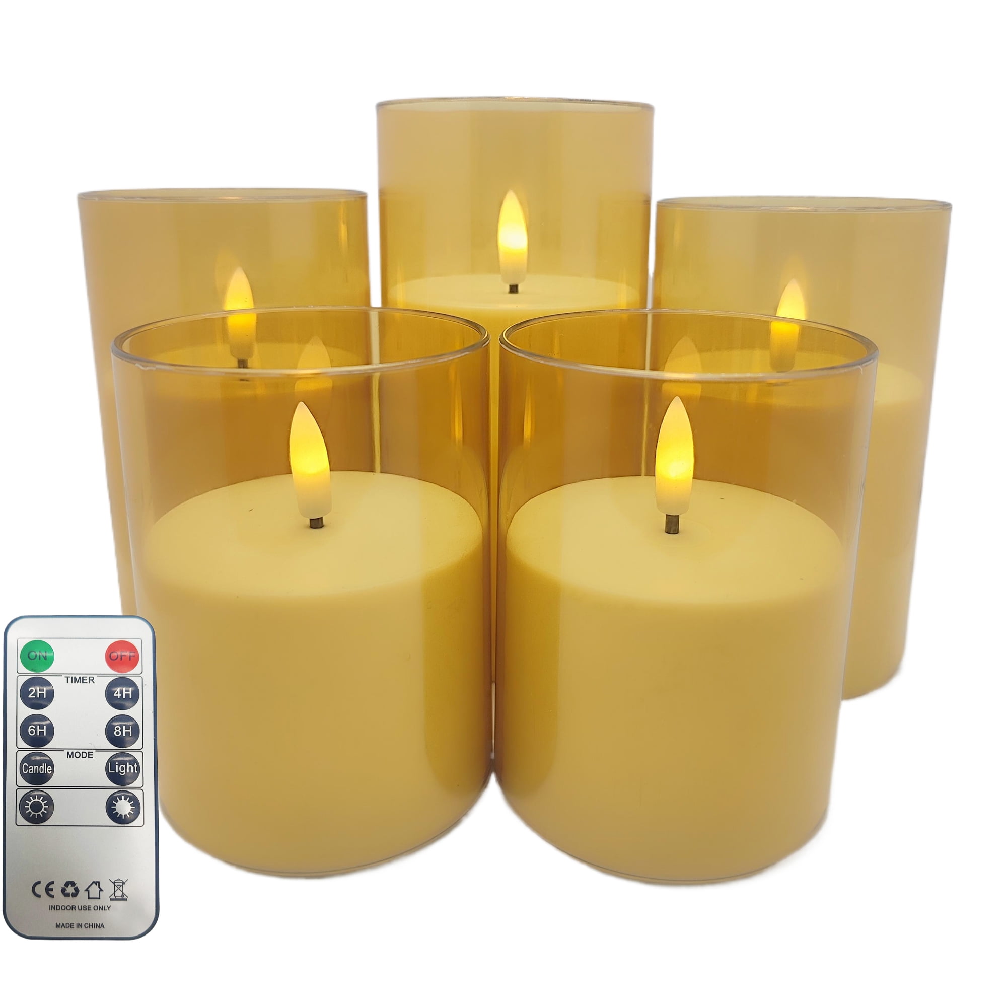 MGEZCOO LED Flameless Candle Set, 5-Piece with Realistic Wax Look ...