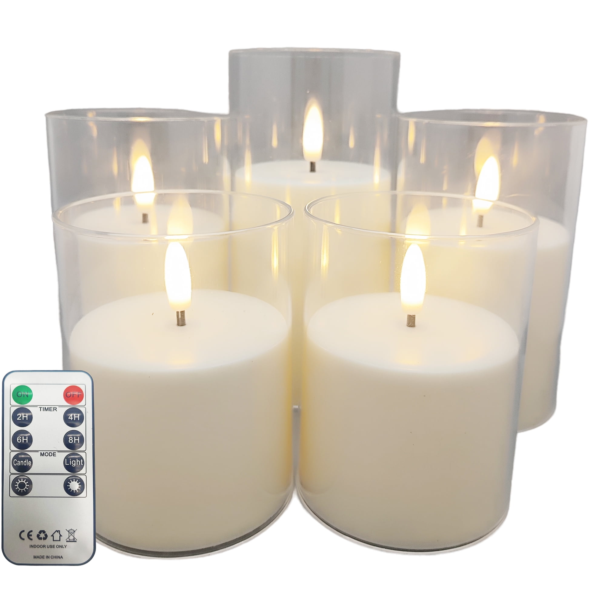 MGEZCOO LED Flameless Candle Set, 5-Piece with Realistic Wax Look ...