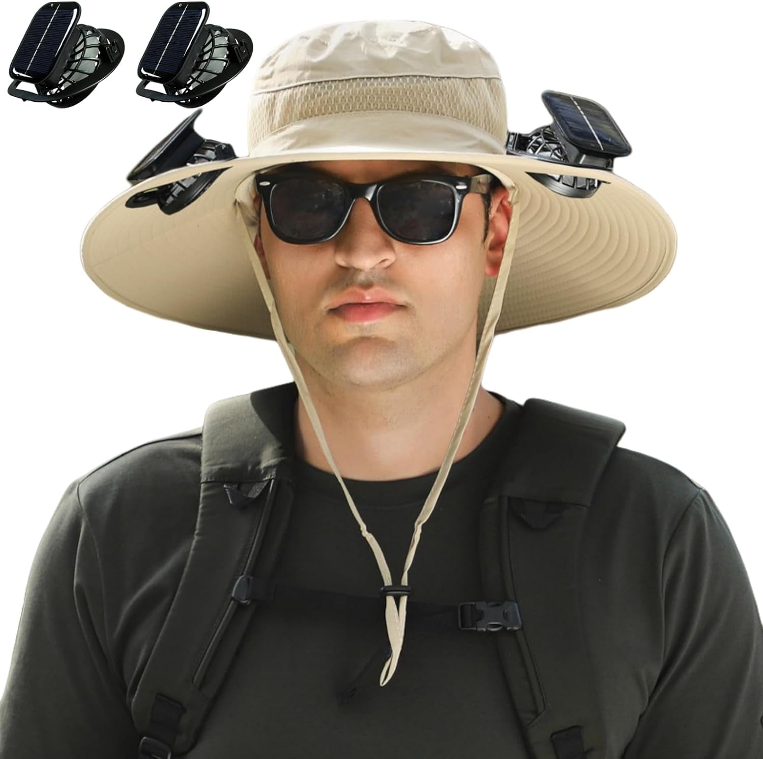 MGEZCOO Sun Hat with Solar Powered Fans, UPF50+ Protection, Dual ...
