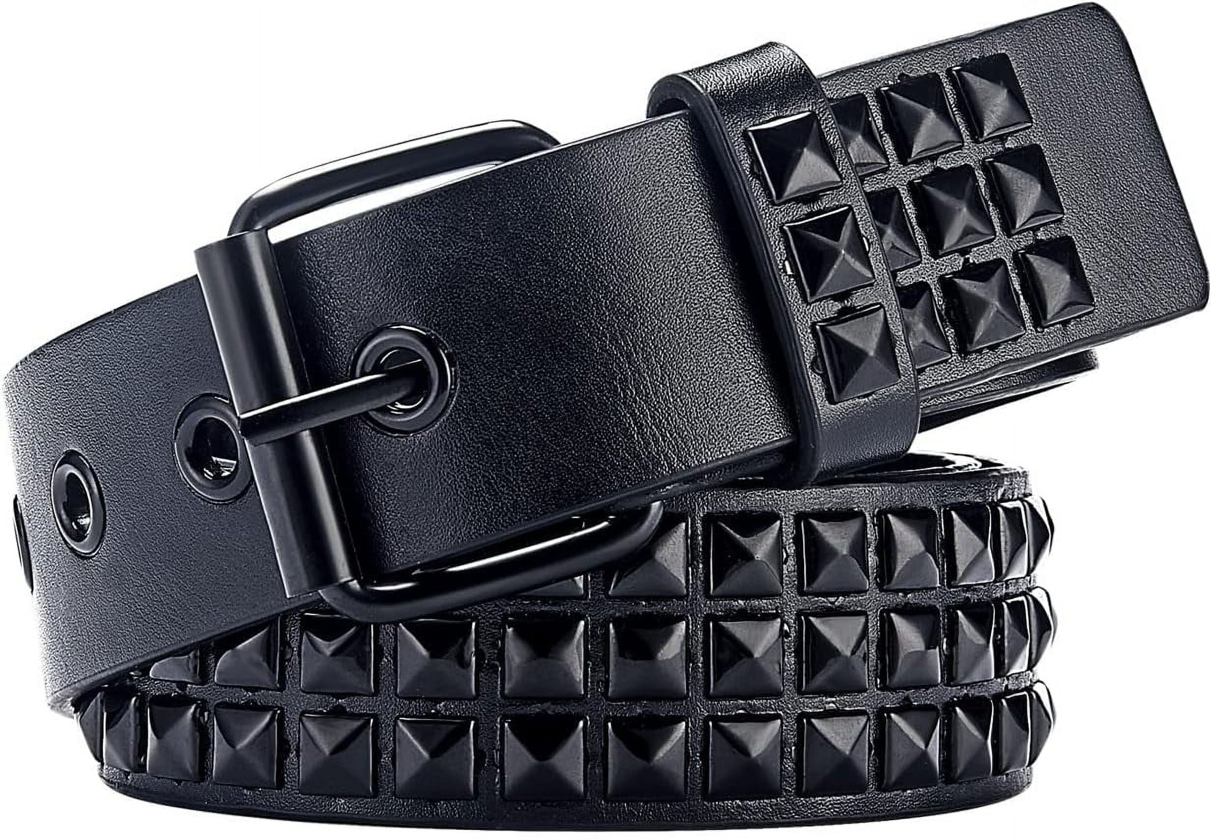 MGEZCOO Studded Belt, Metal Punk Rock Rivet Belt with Bright Pyramid ...