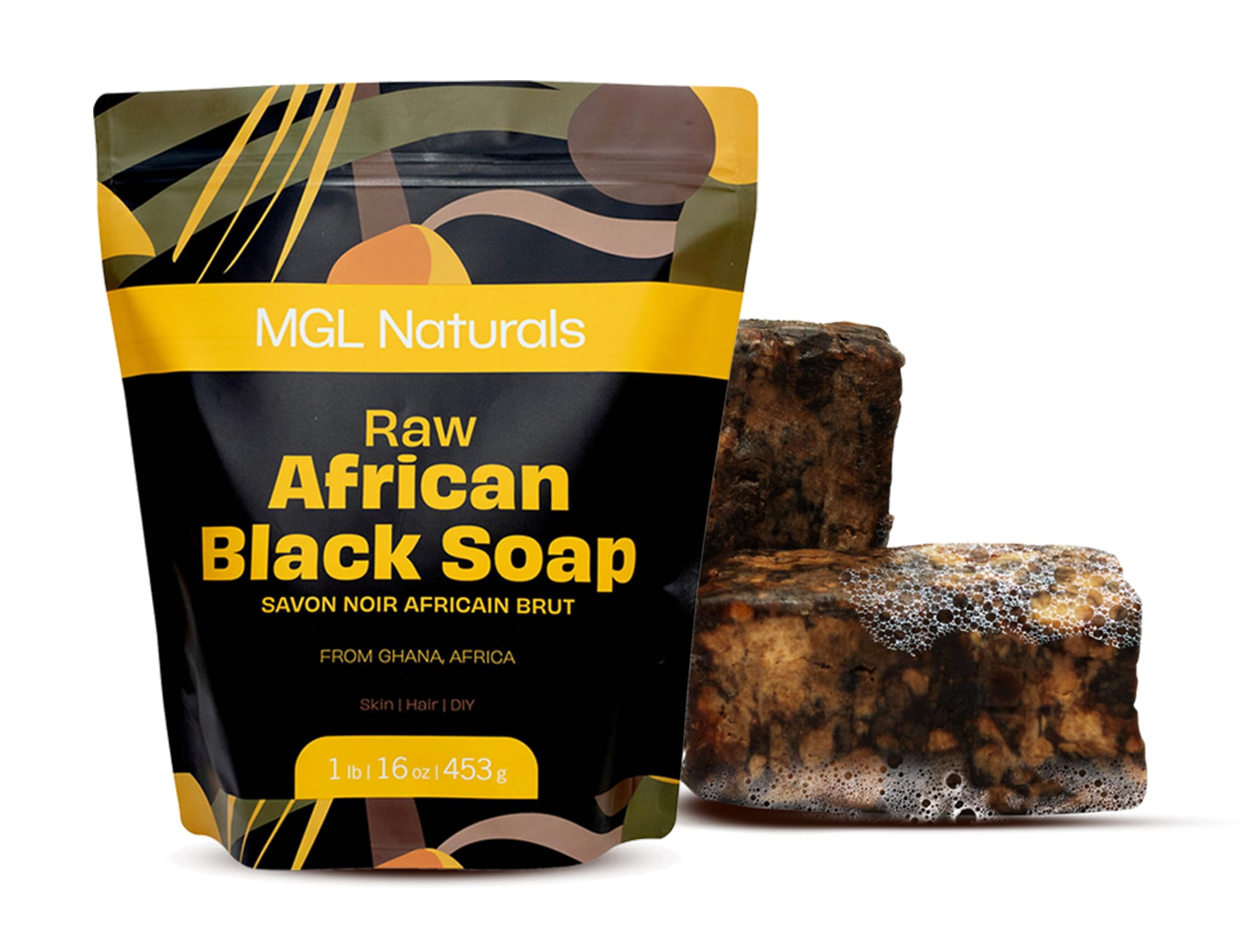 MGL Naturals Best Organic CCF19 African Black Soap, 1 lb, For Acne ...