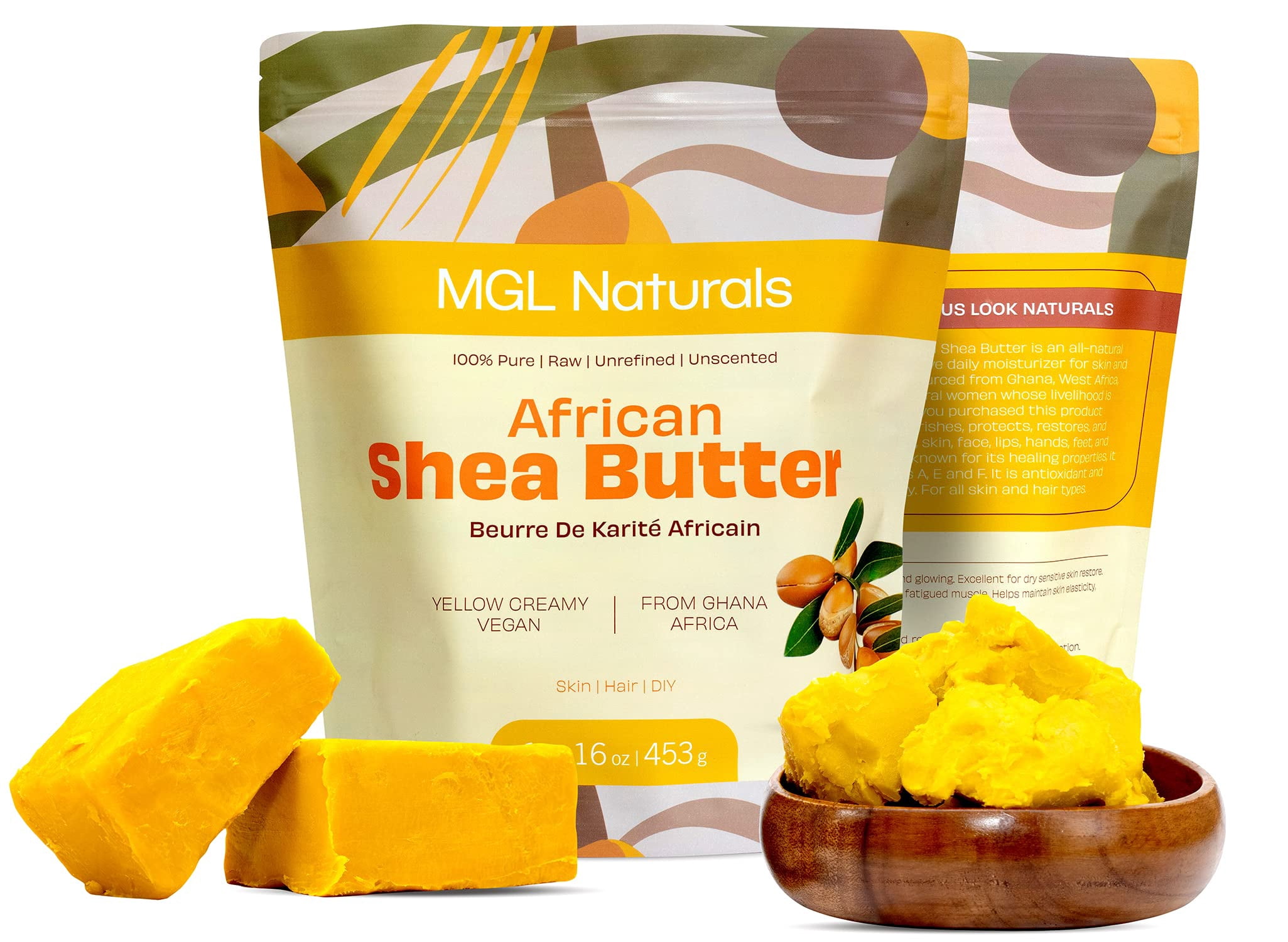 MGL Naturals Unrefined African ZS23 Shea Butter Yellow Creamy 1 lb. 100 ...