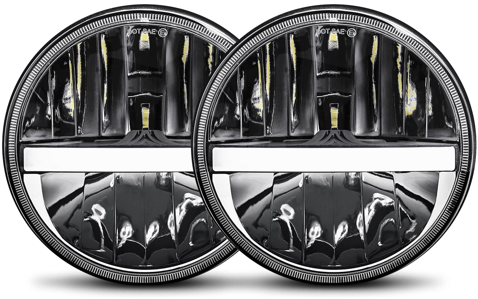 MGLLIGHT 7 Inch LED Headlight Round DOT Approved Classic LED headlights ...