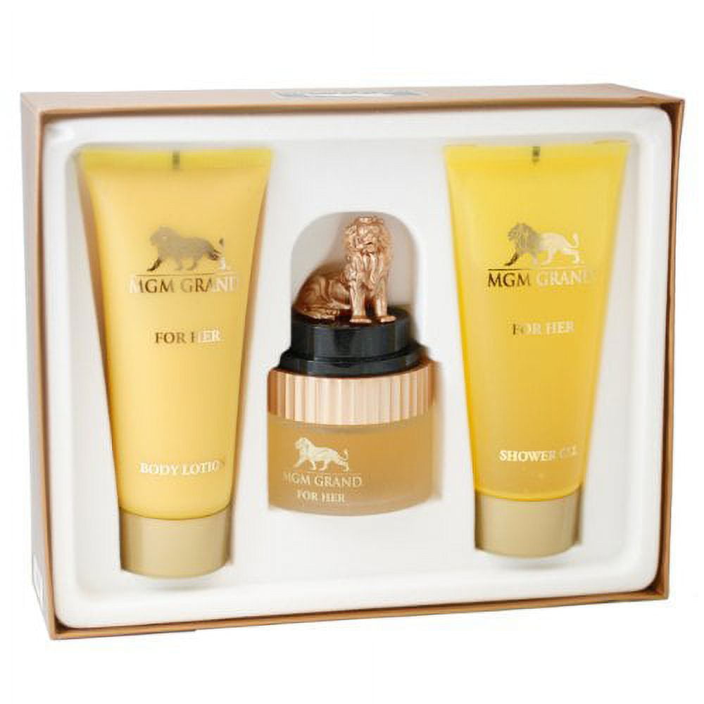 MGM GRAND for Her 3.4 oz edp spray+ 6.8 lotion+ 6.8 gel bath collection ...