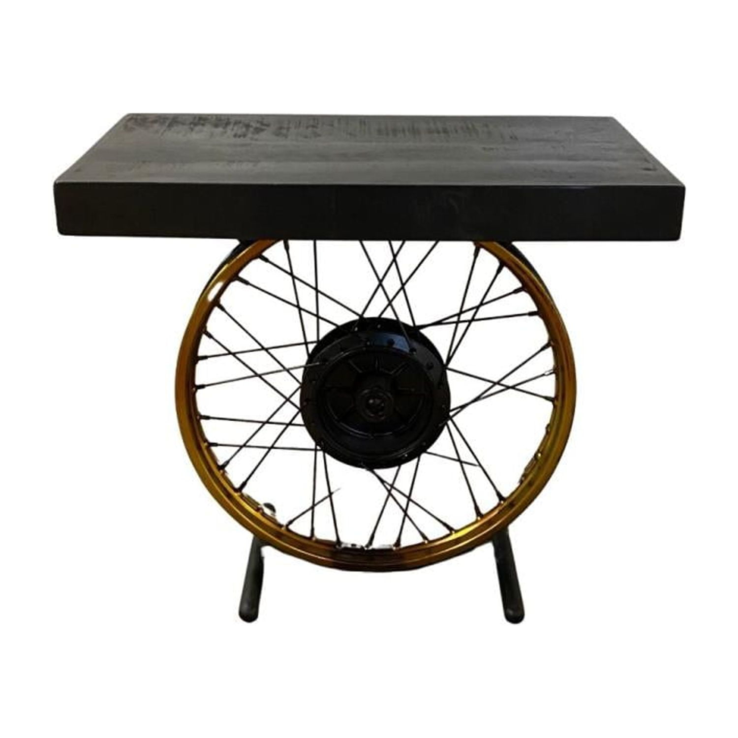 MGM Marketing Metal Mango Wood Black And Gold Wheel Side Table 10-11-38 ...