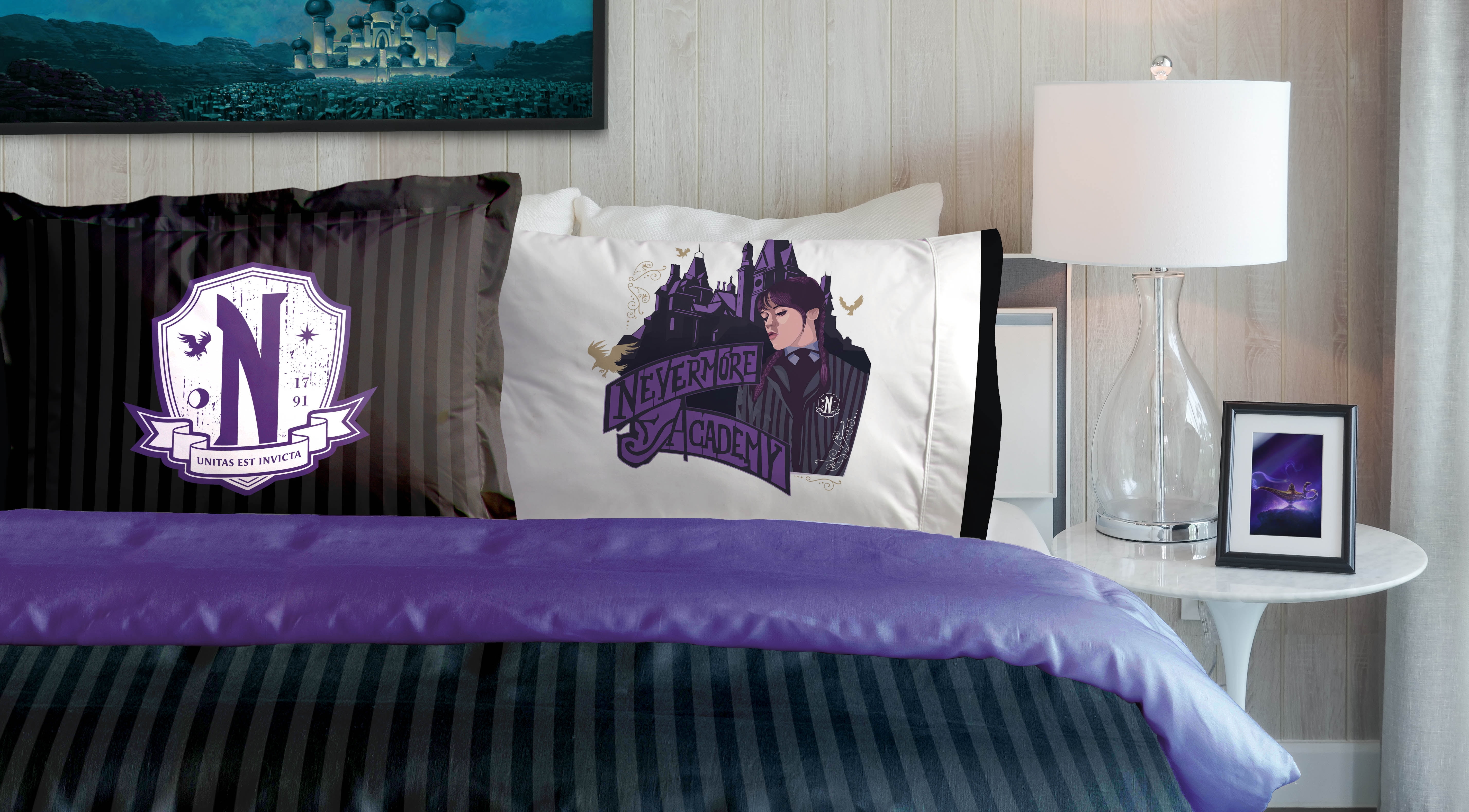 MGM Wednesday Addams Patches Purple 7 Piece Queen Size Bed Set with ...