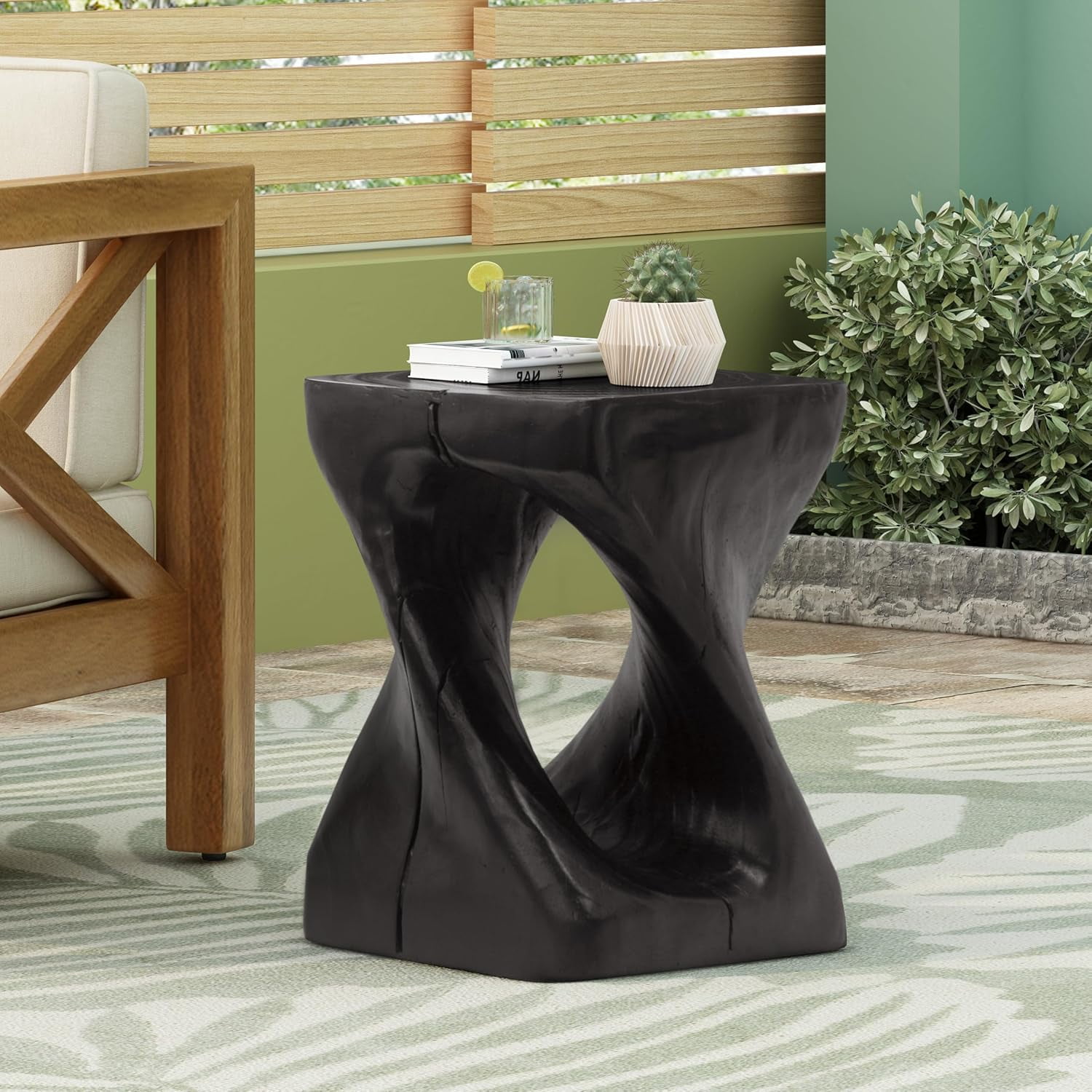 MGO Twist Shape Antique End Table for Indoors and Outdoors, 11.75 ...