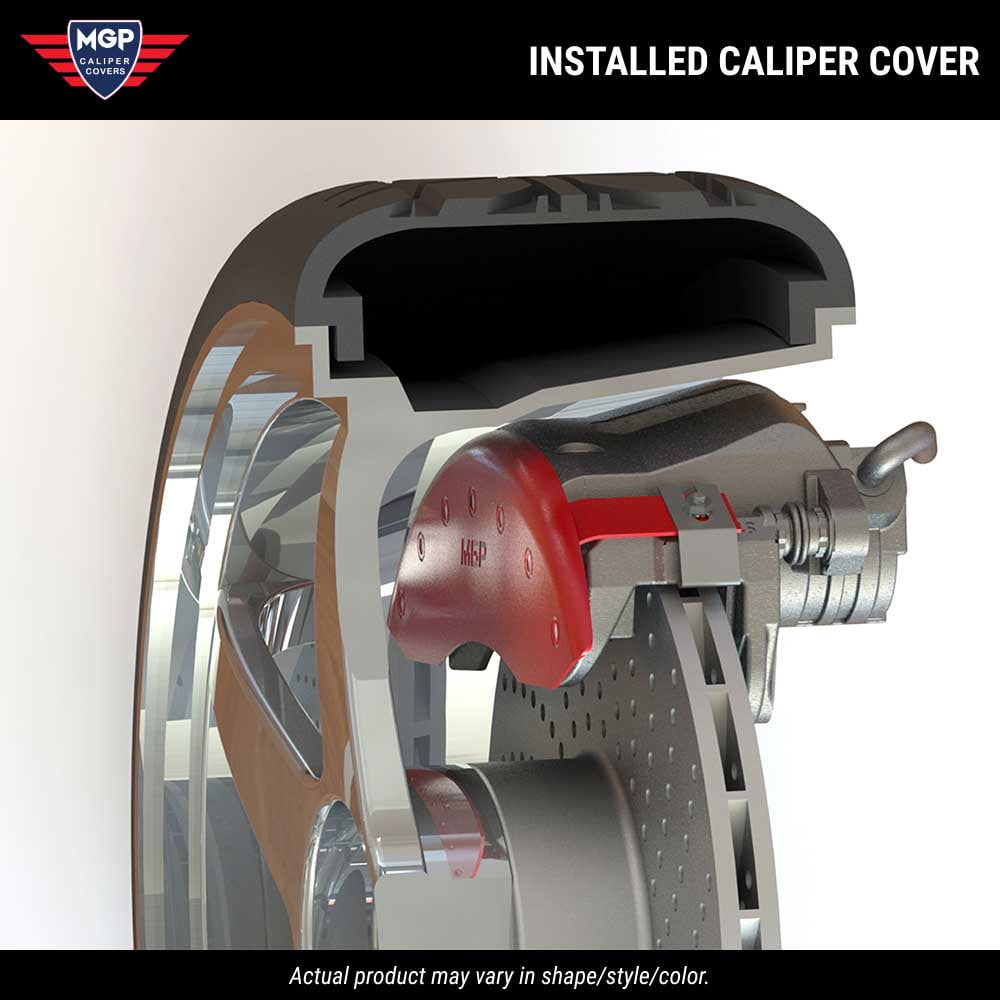 MGP Caliper Covers 14240SCCSRD Camaro (Cursive) Red Powder Coat Finish ...
