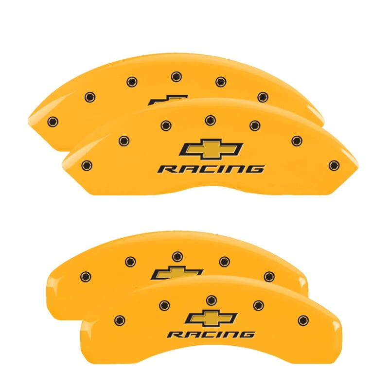MGP 4 Caliper Covers Engraved Front & Rear MGP Yellow finish black ch ...