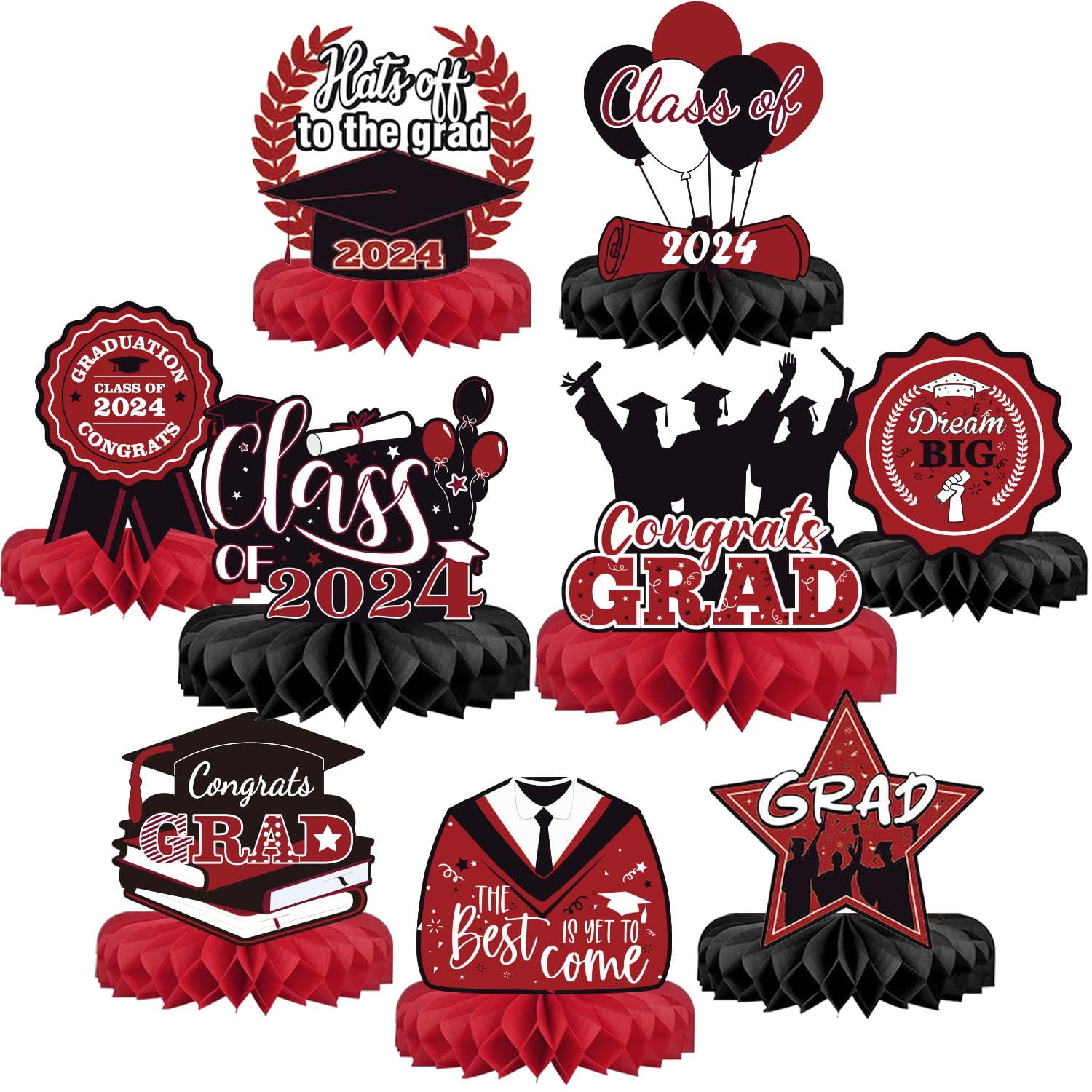 MGahyi 9PCS Graduation Party Decorations Class of 2024 Congrats Grad ...