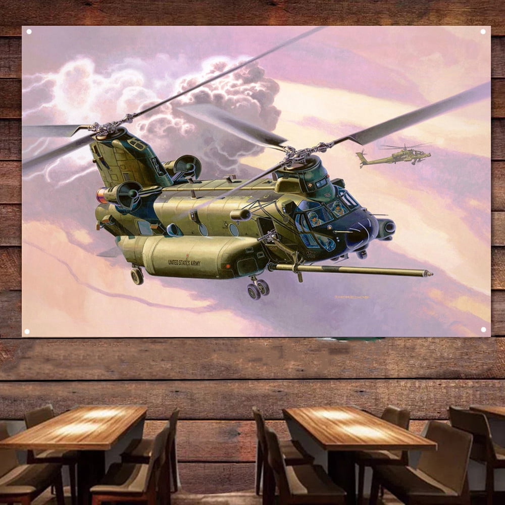 MH-47 Chinook Transport Helicopter Posters and Prints Wall Banner ...