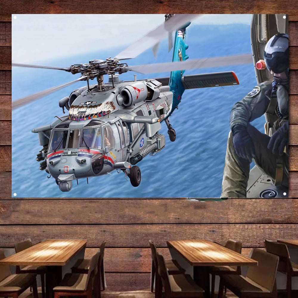 MH-60S Knighthawk Attack Helicopter Posters and Prints Canvas Painting ...