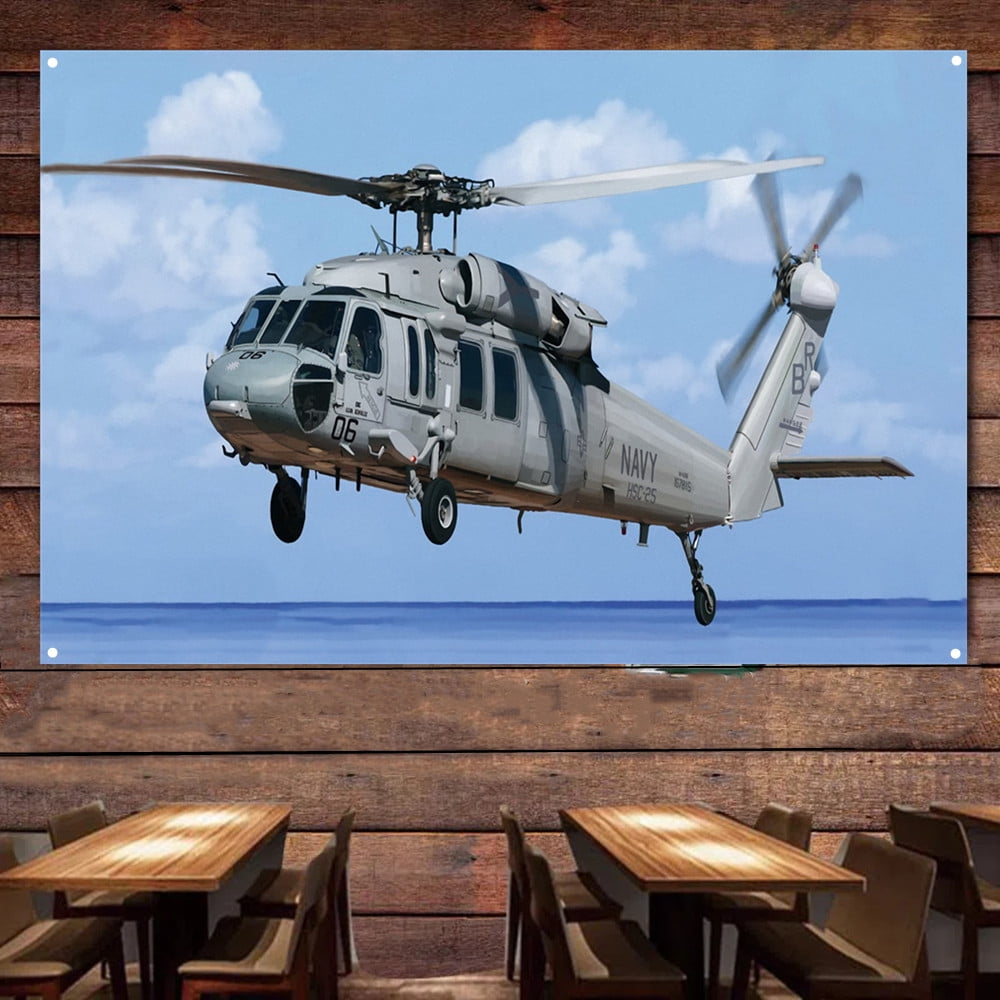 MH-60S Knighthawk Attack Helicopter Tapestry Wall Art - 38" x 57 ...