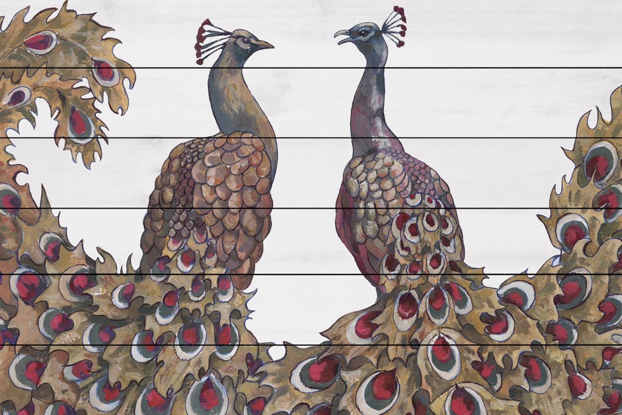 MH-JULTCN-17-WW-60 40 Inch x 60 Inch "Peacock Partner I" Frameless ...