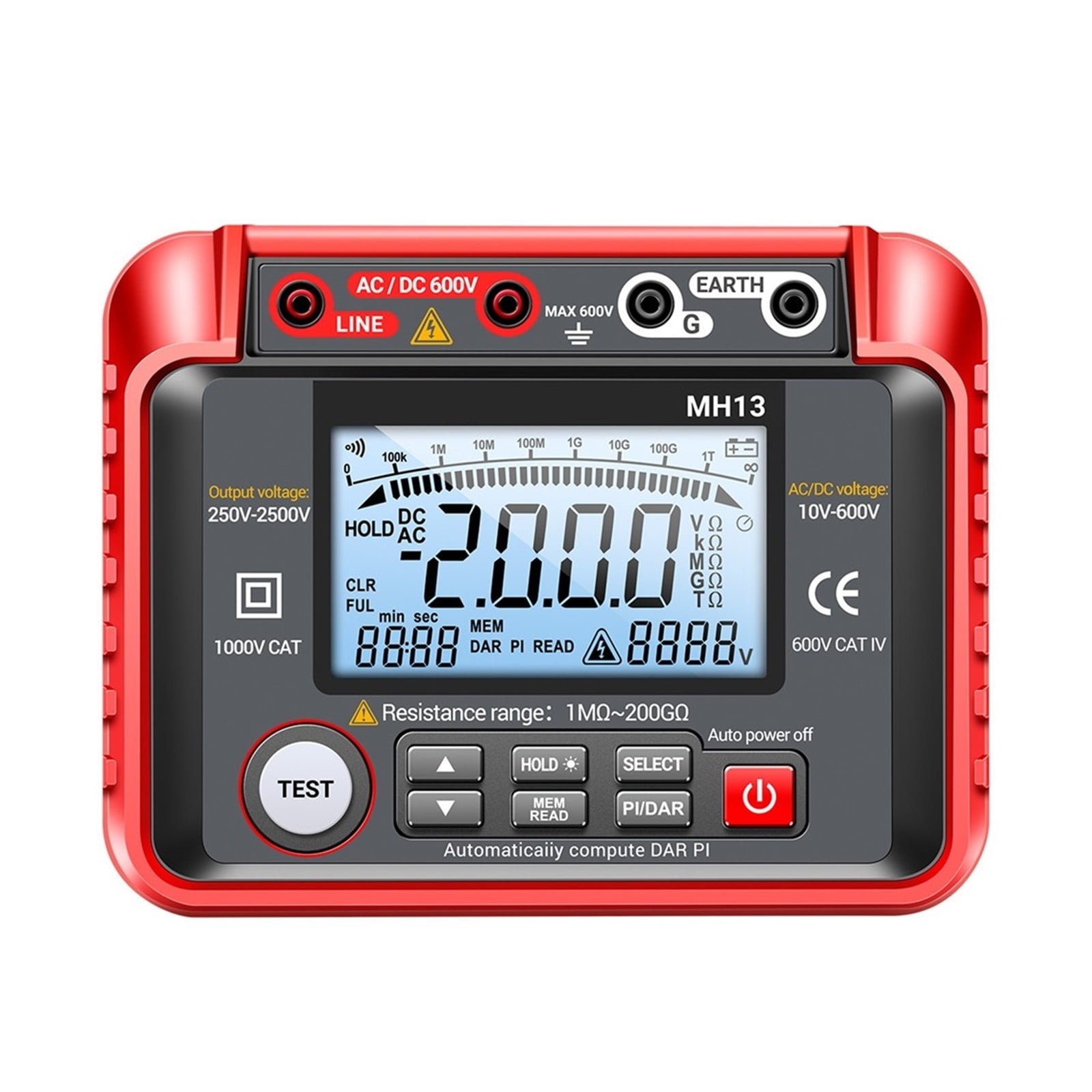 MH13 Ohm Tester Digital Multimeter Megometro Insulation Earth High ...