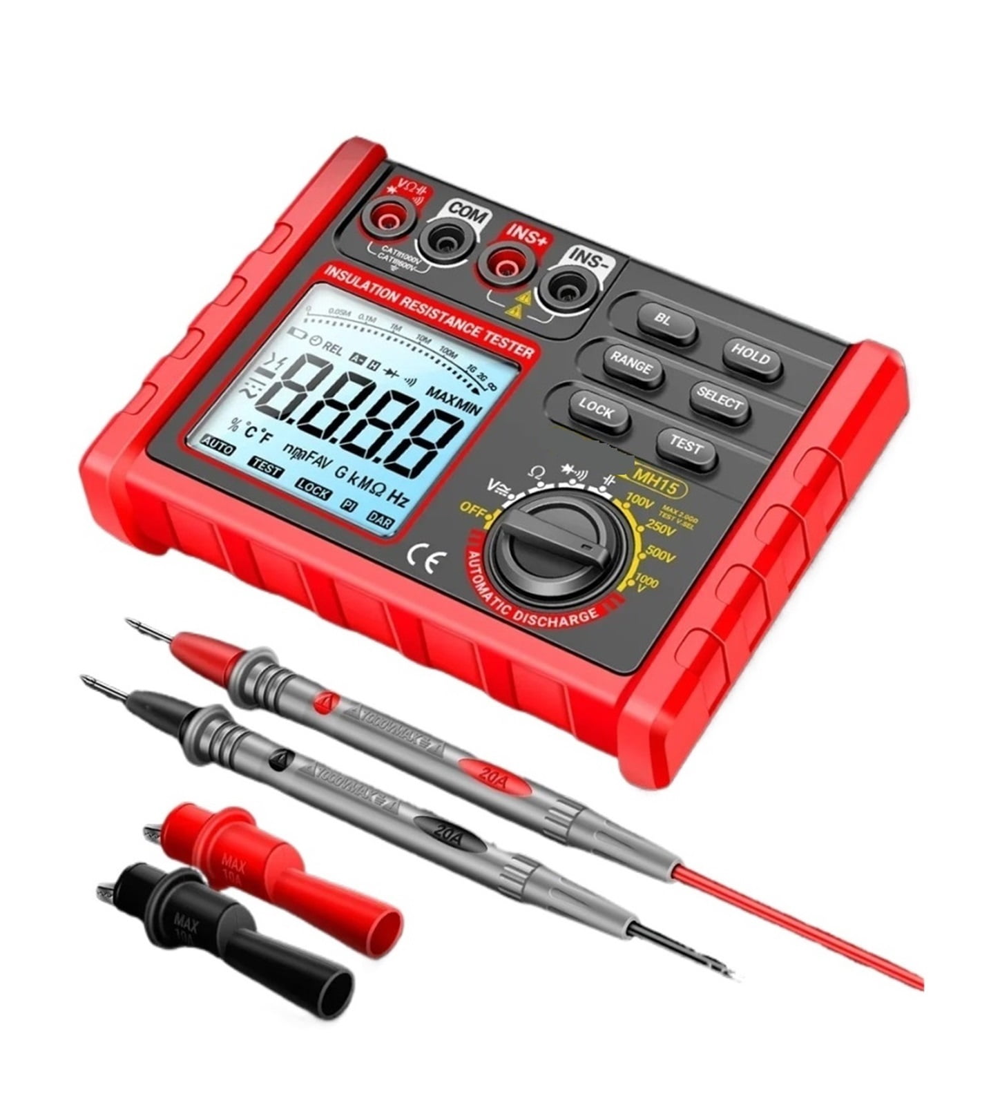 MH15 Digital Ohmmeter Insulation Resistance Meter 6000 Count Resistor ...