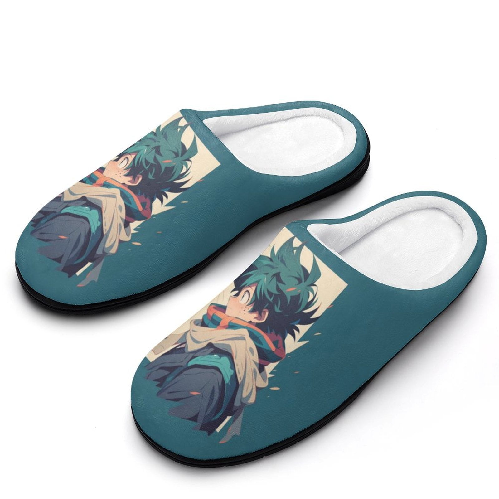 MHA Izuku Midoriya Deku Fuzzy Cotton Slippers For Mens Winter Cotton ...