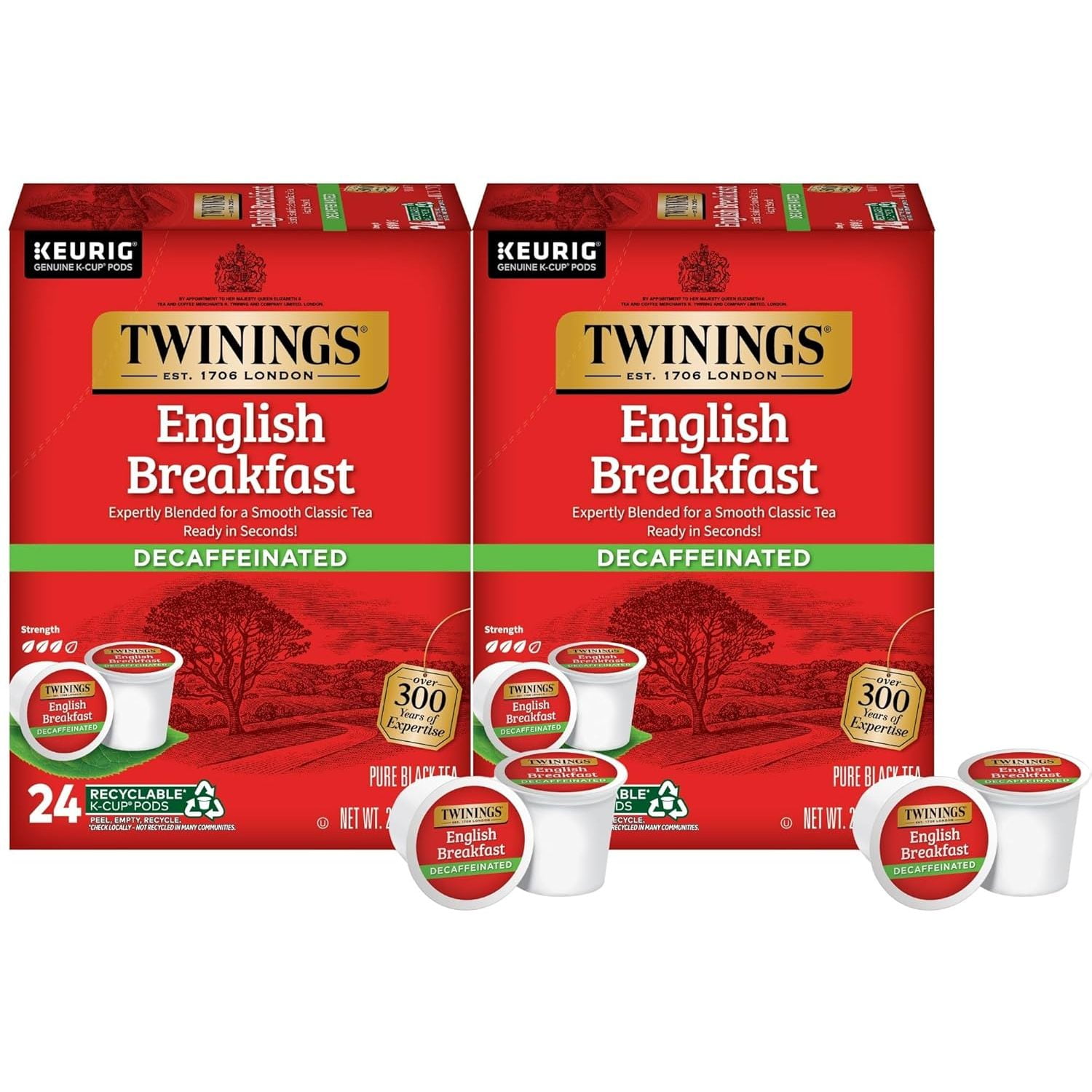 MHBF Decaf English Breakfast Tea K-Cup Pods for Keurig, Naturally ...